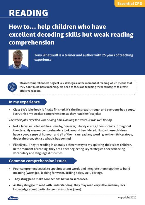help children who have excellent decoding skills but weak reading ...