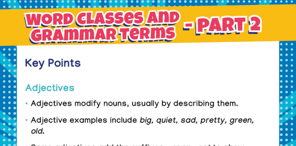 KS1 SATs Grammar Recap – Year 1 and Year 2 Word Classes and Grammar ...