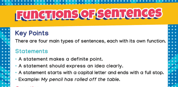 Year 1 and 2 Functions of Sentences – KS1 SATs Grammar Recap | Plazoom