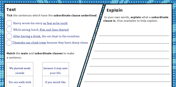 Year 3 Subordinate Clause SPaG Worksheets | Plazoom