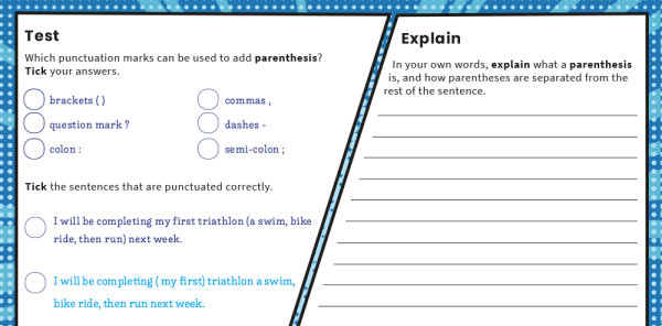 Parenthesis Worksheet – Year 5 SPaG Challenge Mat | Plazoom