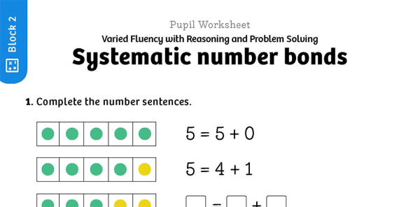 White Rose Maths: Year 1 Autumn Term – Block 2: Systematic number bonds maths worksheets | Plazoom