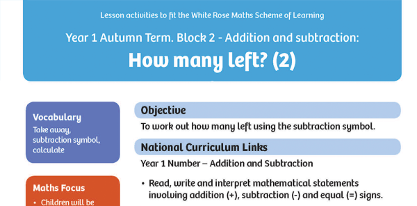 White Rose Maths: Year 1 Autumn Term – Block 2: How many left? (2 ...