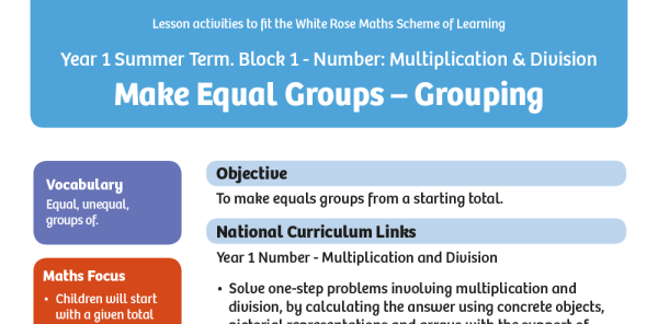 White Rose Maths: Year 1 Summer Term – Block 1: Make equal groups ...