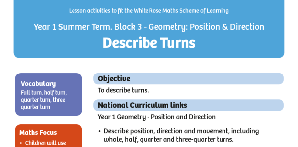 White Rose Maths: Year 1 Summer Term – Block 3: Describe turns | Plazoom