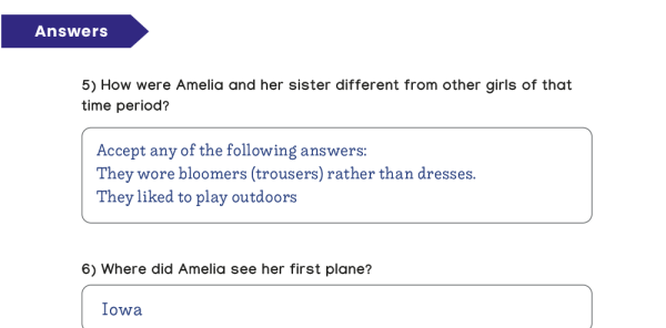 LKS2 Comprehension Worksheets - Inspirational people - Amelia Earhart ...