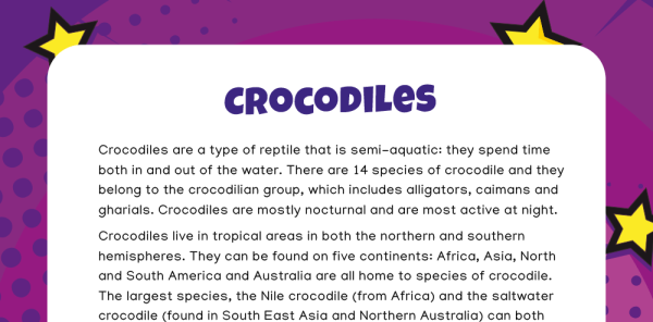 Year 6 SATs Practice - Reading Questions - NON-FICTION: ‘Crocodiles ...