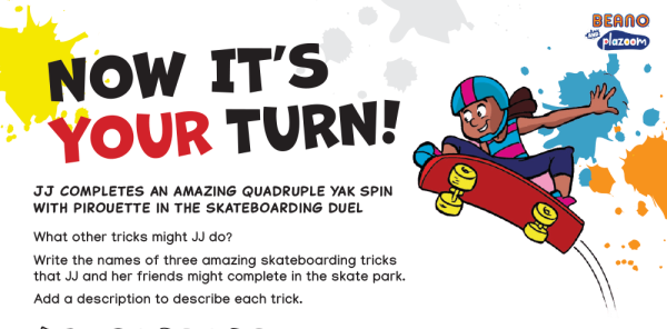 JJ at the Skatepark - Key Stage 2 Beano Comprehension and Writing ...