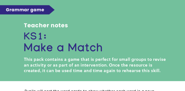 Word Classes Make a Match - KS1 Grammar Game | Plazoom