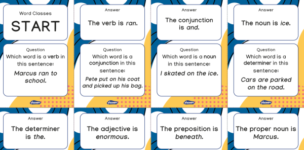 KS2 Grammar Game - Loop Cards - Word Classes | Plazoom