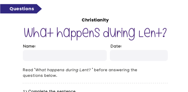 What happens during Lent? KS2 comprehension worksheets and answers ...