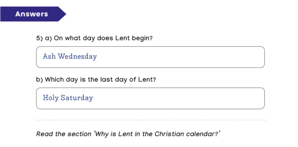 What happens during Lent? KS2 comprehension worksheets and answers ...