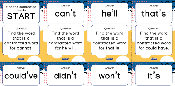 KS2 Grammar Game - Loop Cards - Contracted Words | Plazoom