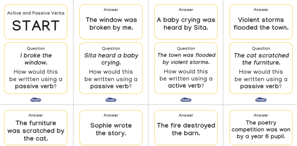 Year 6 Grammar Game - Loop Cards - Active and Passive Verbs | Plazoom