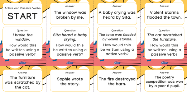 Year 6 Grammar Game - Loop Cards - Active and Passive Verbs | Plazoom
