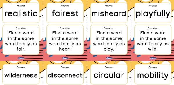 Y3 Grammar Game - Loop Cards - Word Families | Plazoom