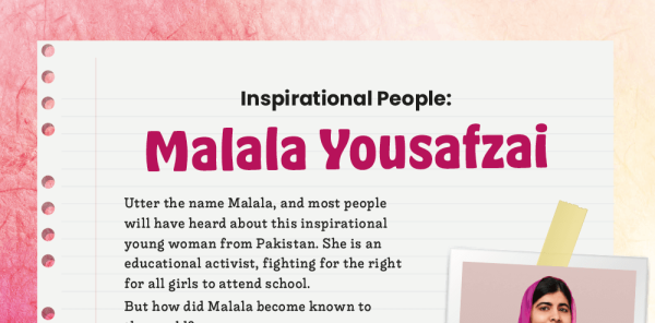 UKS2 Comprehension Worksheets - Inspirational People - Malala Yousafzai ...