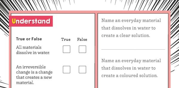Properties of Materials KS2 - Year 5 Topic Checker | Plazoom