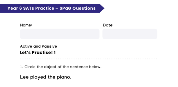Year 6 SATs Practice - SPaG questions - Active and passive | Plazoom