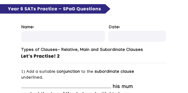 Year 6 SATs Practice - SPaG questions - Types of Clauses (relative ...