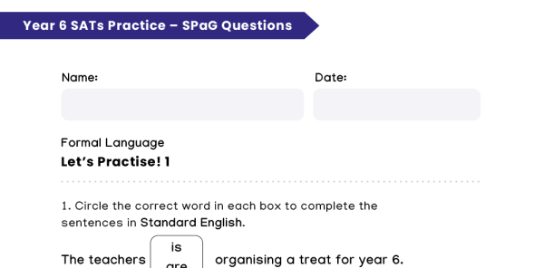 Year 6 SATs Practice - SPaG questions - Formal language, including the ...