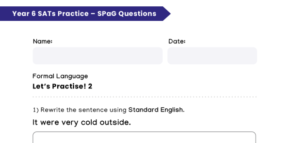 Year 6 SATs Practice - SPaG questions - Formal language, including the ...