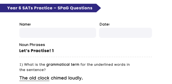 Year 6 SATs Practice - SPaG questions - Noun phrases | Plazoom