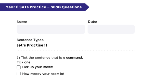 Year 6 SATs Practice - SPaG questions - Sentence types | Plazoom