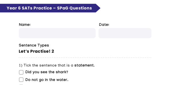 Year 6 SATs Practice - SPaG questions - Sentence types | Plazoom