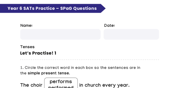 Year 6 SATs Practice - SPaG questions - Tenses | Plazoom