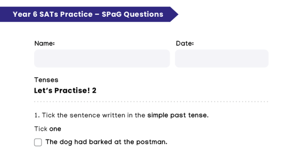 Year 6 SATs Practice - SPaG questions - Tenses | Plazoom