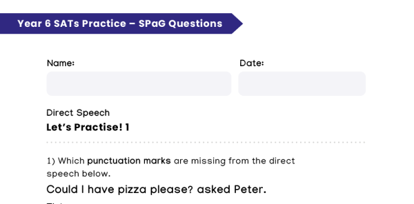 Year 6 SATs Practice - SPaG questions - Direct Speech | Plazoom