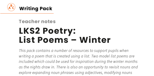 List Poems, Winter - LKS2 Text Types: Writing Planners and Model Texts ...