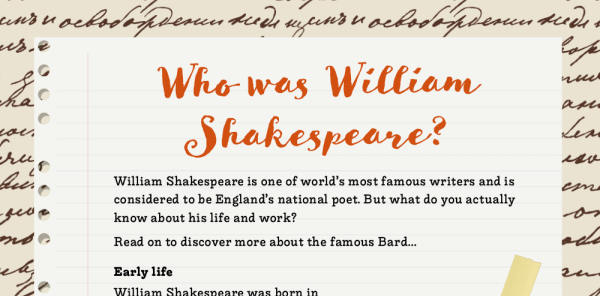 Who Was William Shakespeare? UKS2 Comprehension Pack with Worksheets ...