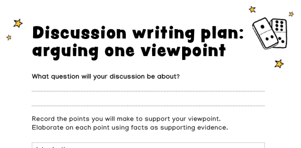 KS2 Writing Templates - discussion texts: single viewpoint | Plazoom