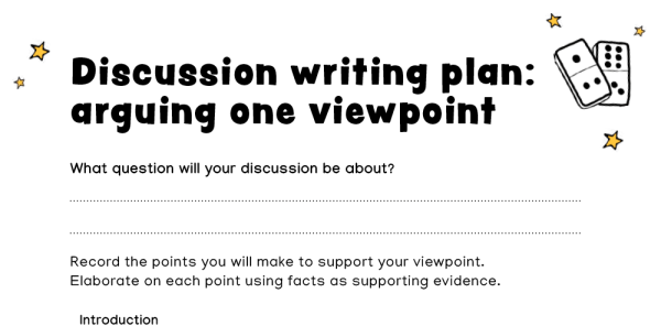 KS2 Writing Templates - discussion texts: single viewpoint | Plazoom