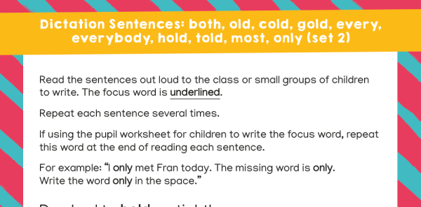 Year 2 CEW Dictation Sentences: Common Exception Words Sentences and ...