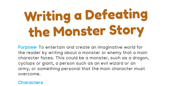 KS1 and KS2 Writing Templates - Defeating the Monster Stories | Plazoom