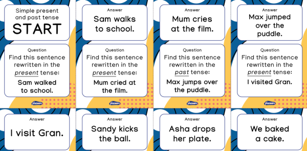 KS2 Grammar Game - Loop Cards - Simple Past and Present Tense | Plazoom
