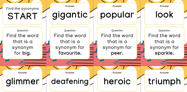Y3/4 Grammar Game - Loop Cards - Synonyms | Plazoom
