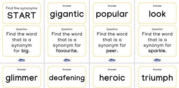 Y3/4 Grammar Game - Loop Cards - Synonyms | Plazoom