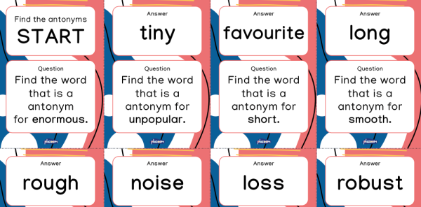 Y5/6 Grammar Game - Loop Cards - Antonyms | Plazoom