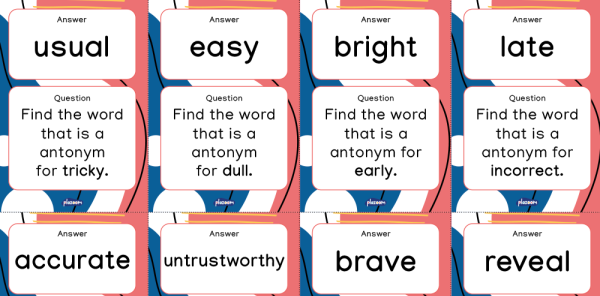 Y5/6 Grammar Game - Loop Cards - Antonyms | Plazoom