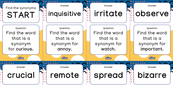 Y5/6 Grammar Game - Loop Cards - Synonyms | Plazoom