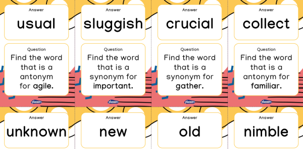 Y5/6 Grammar Game - Loop Cards - Synonyms and Antonyms | Plazoom