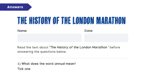 The London Marathon: Key Stage 2 Comprehension Text and Worksheets ...