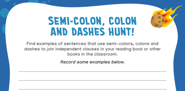 6.5c Year 6: using semi-colons, colons or dashes to mark boundaries ...