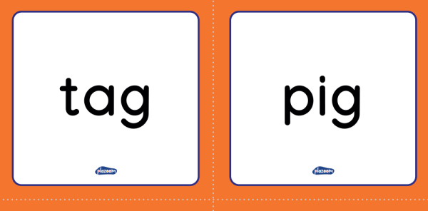 Phase 2 phonics - word cards, set 2: g, o, c, k, ck, e, u, r | Plazoom