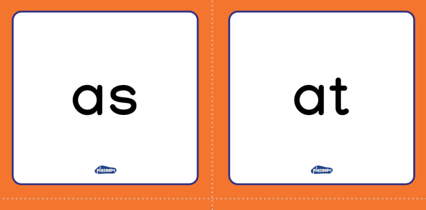 Phase 2 phonics - word cards, set 1: s, a, t, p, i, n, m, d | Plazoom