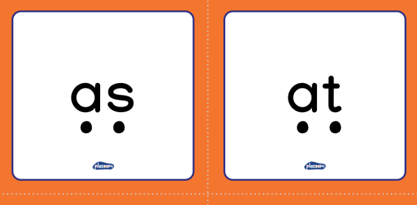 Phase 2 phonics - word cards, set 1: s, a, t, p, i, n, m, d | Plazoom